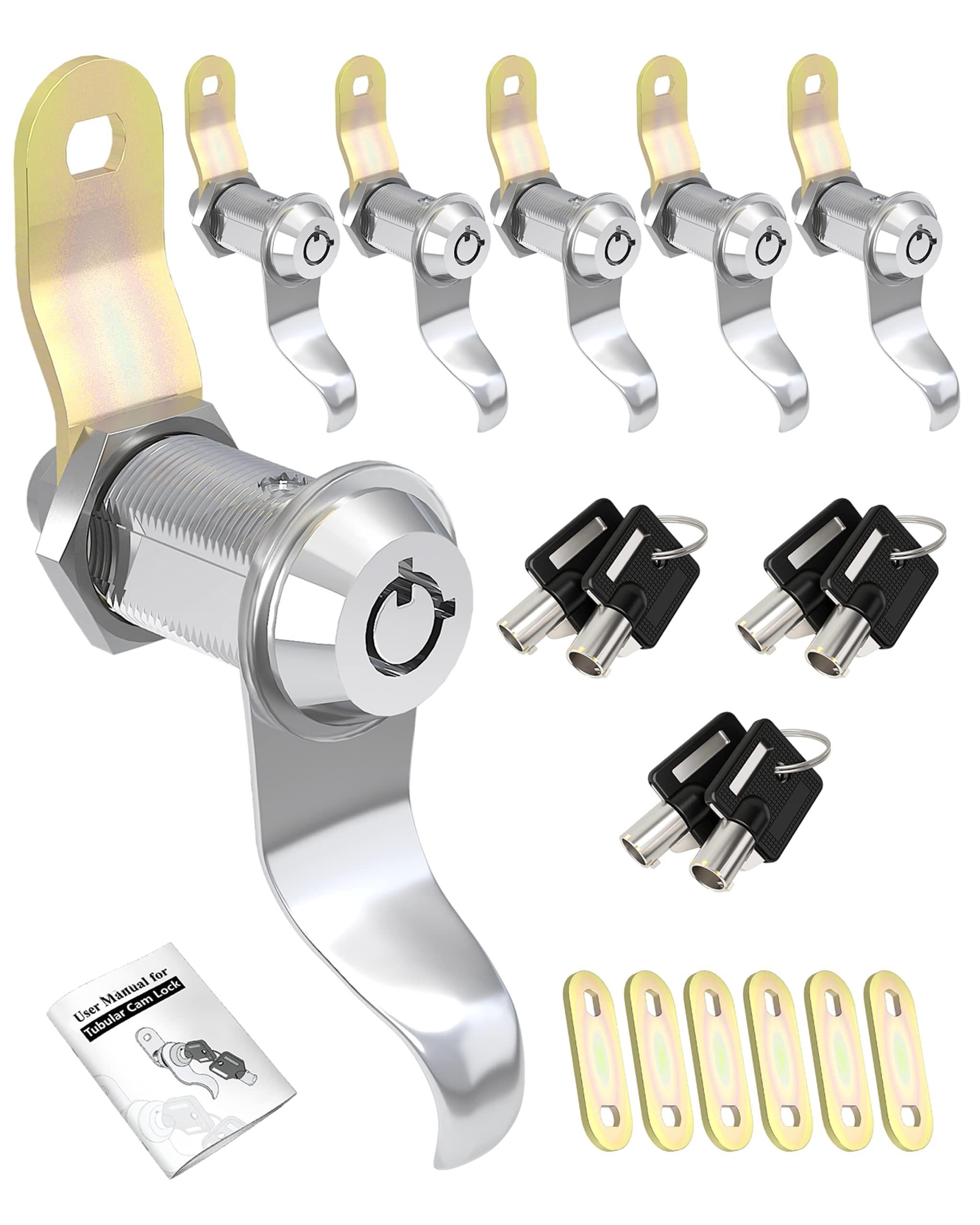 1 1/8" Pack of 6 Locks & 6 Key Alike RV Storage Door Lock for Camper ...