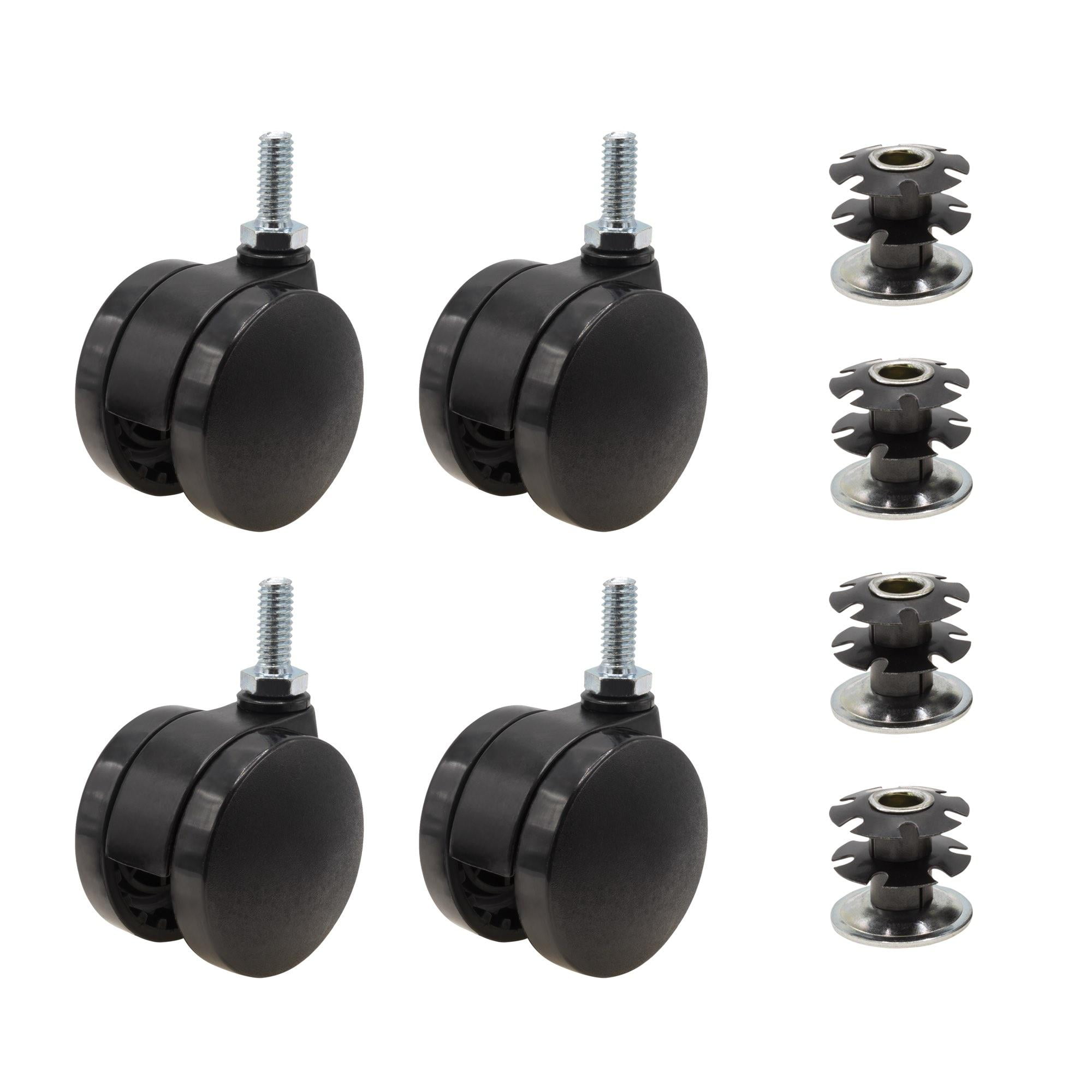1-1/8" Round Double Star Caster Inserts | 5/16-18 x 3/4" Threaded Stem ...