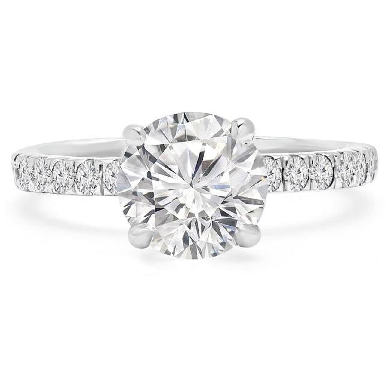 1.1 CTW Round Diamond Solitaire Engagement Ring with Accents in 18K ...