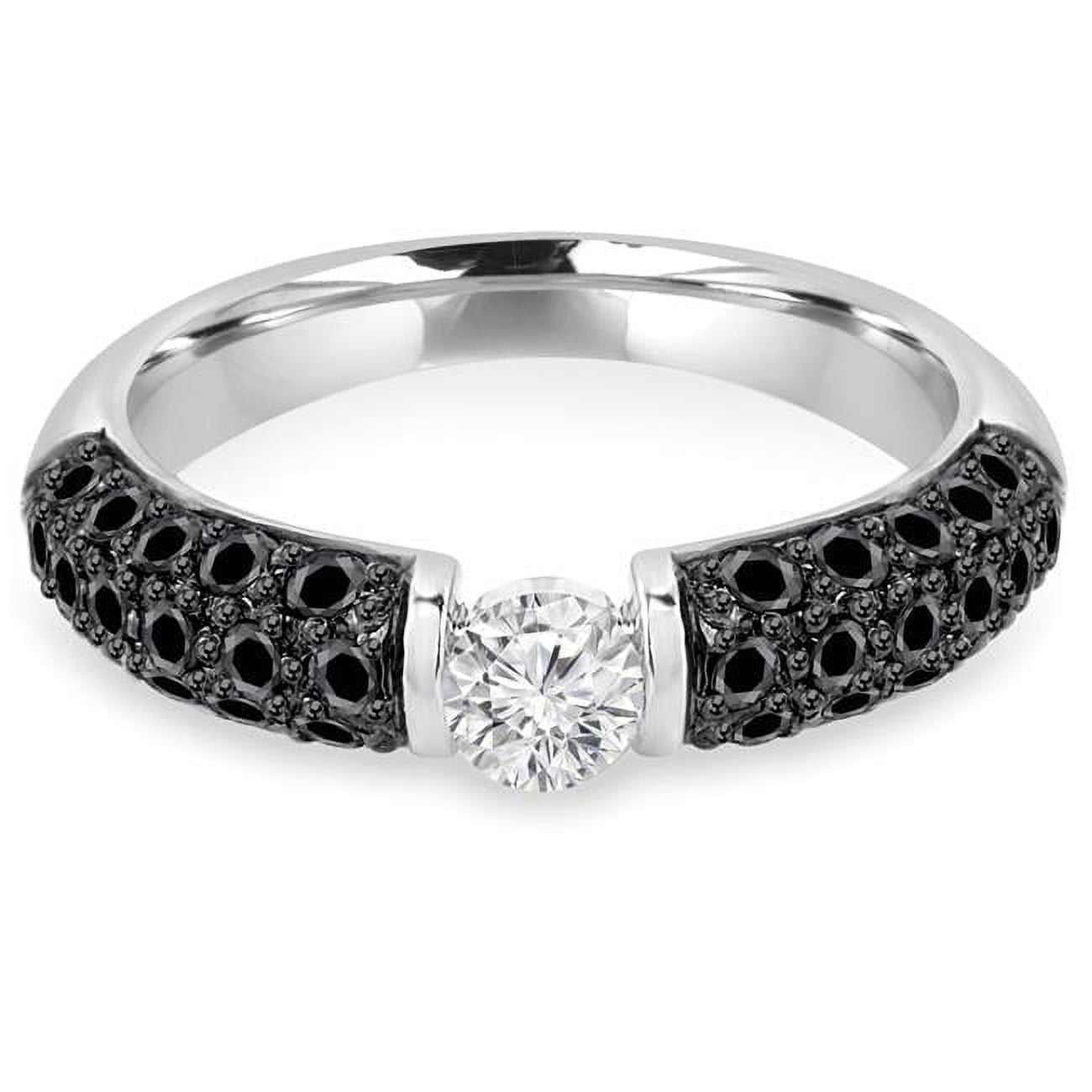 1.1 CTW Round Diamond Three-Row Solitaire with Accents Engagement Ring ...