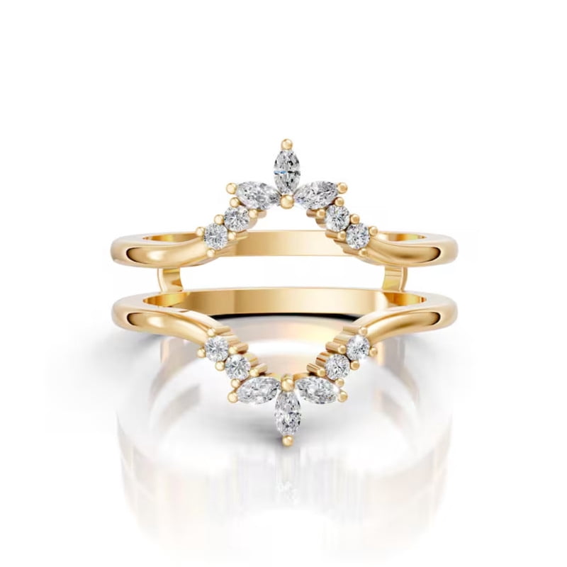 1.1 Carat Marquise Cut Diamond Chevron Ring Enhancer in 14K Yellow Gold ...
