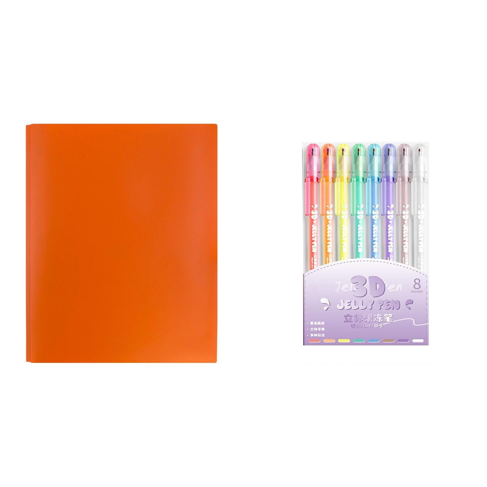 1*1*Folder+1*8 Jelly Pens Clearance! Colored Plastic Folder With Pockets and Prongs (Assorted ...