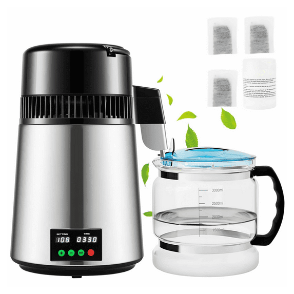 1.1 Gal Water Distiller, 750W Stainless Steel Distilled Water Maker, 0. ...