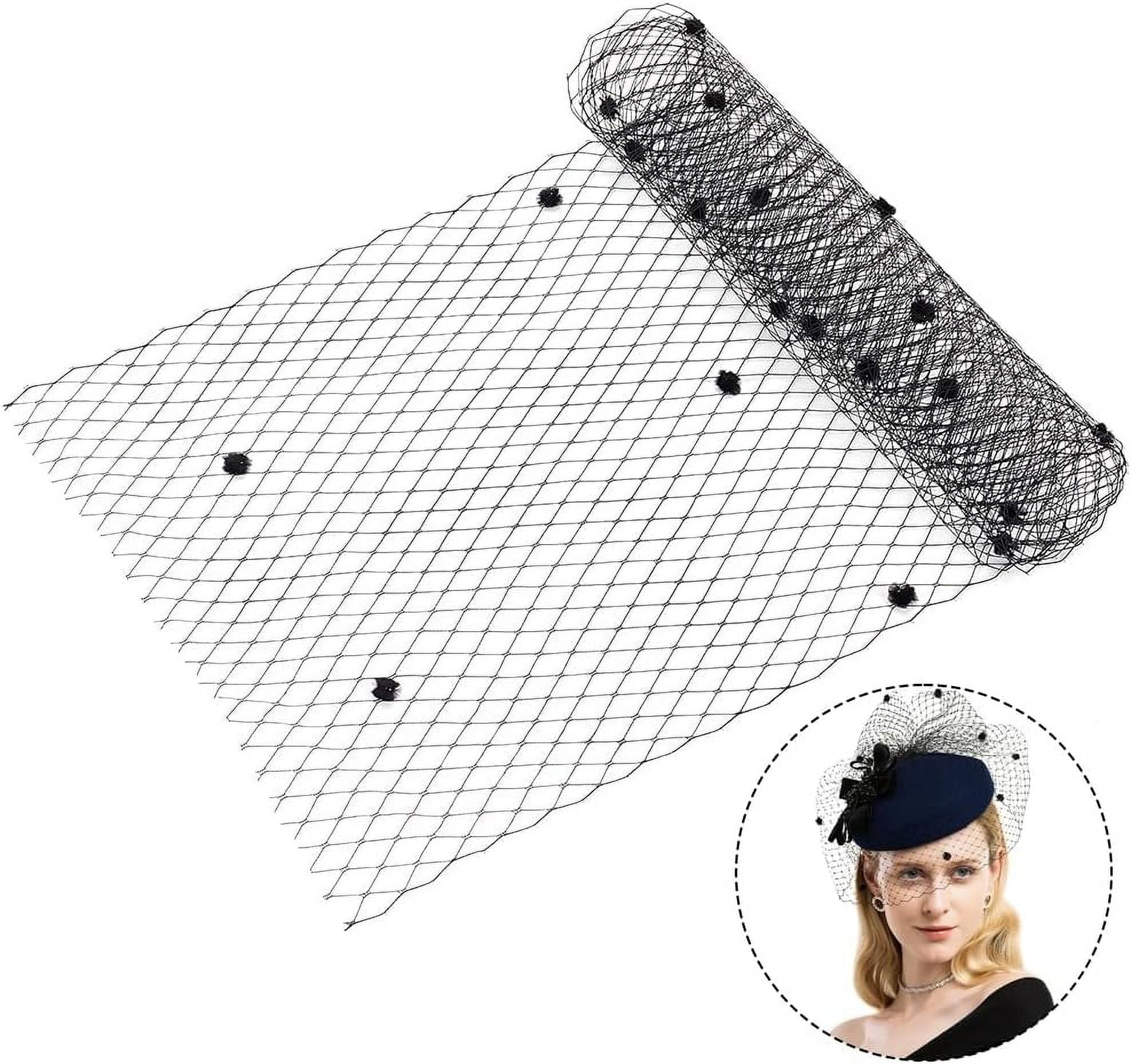 1.1 Yard Black Bridal Veil Flapper Fascinator Mesh Veil Black Veil ...