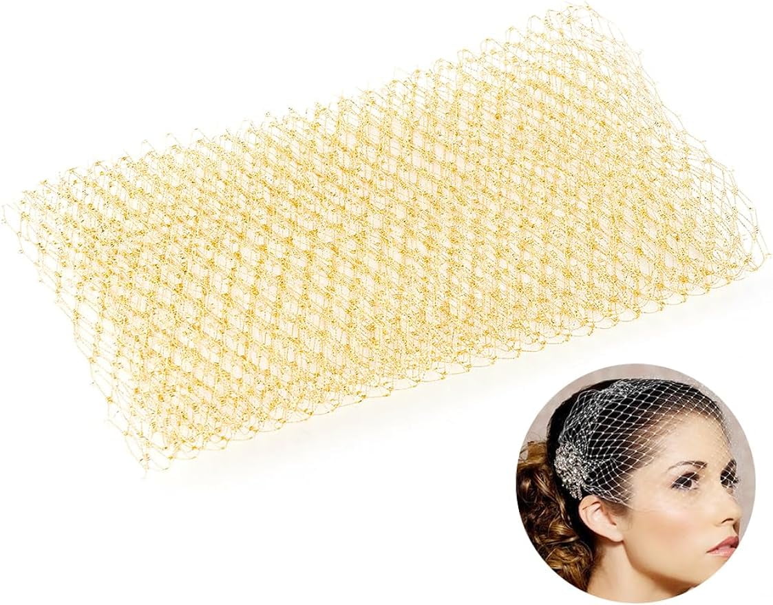 1.1 Yard Gold Veil Neting Fabrics 9.4~9.8 Inch Wide Bridal Wedding Veil ...
