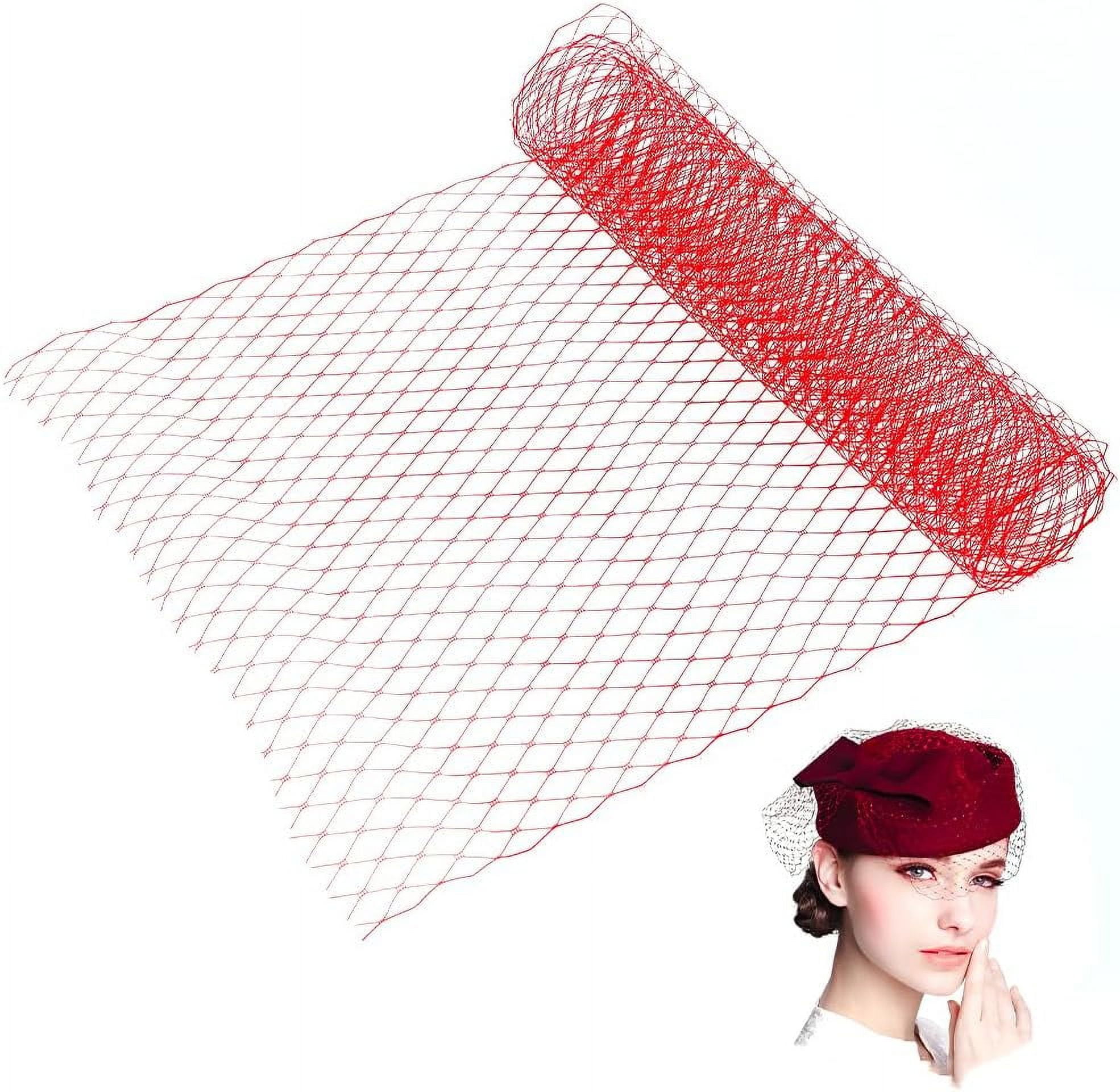 1.1 Yard Red Bridal Veil Flapper Fascinator Mesh Veil Red Veil Neting ...