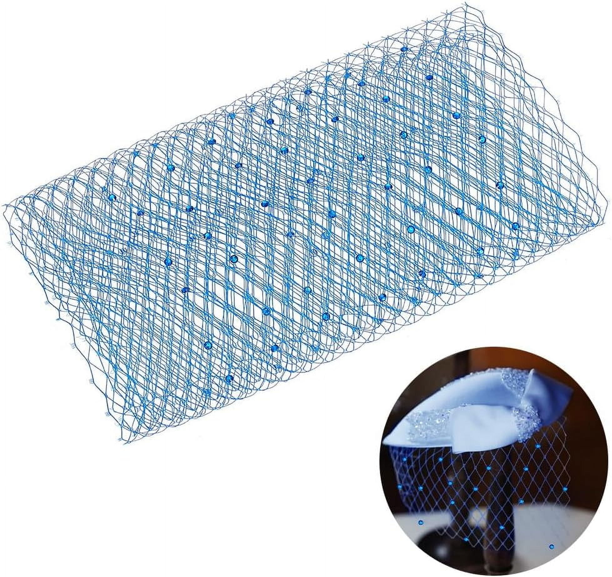 1.1 Yard Royal Blue Veil Neting Fabrics with Blue Rhinestone 9.8 Inch ...