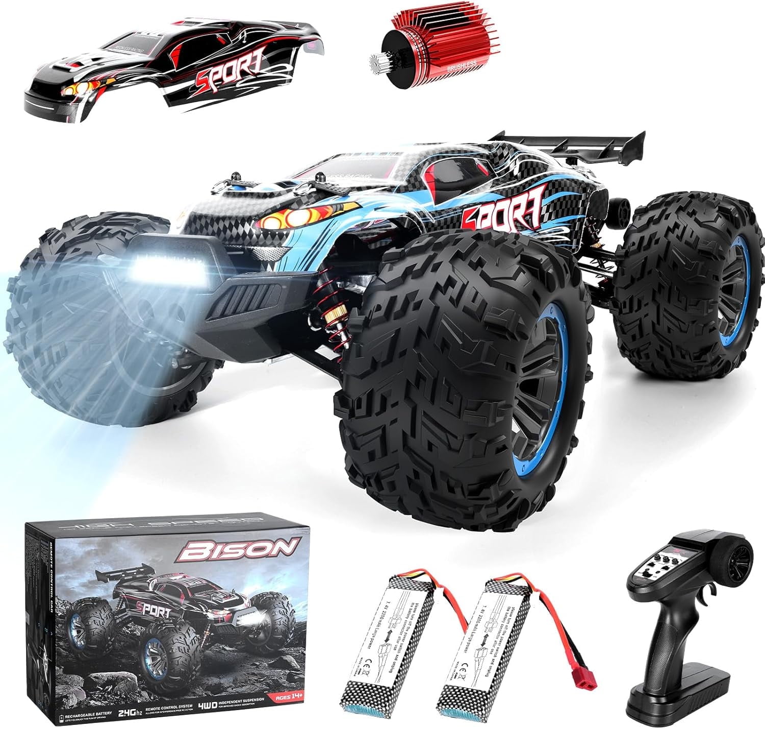 1:10 Brushless Fast RC Car for Adults 40+MPH 4WD All Terrains High ...