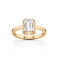 1.10 CT Emerald Cut Half Bezel Set Solitaire Proposal Engagement Ring ...