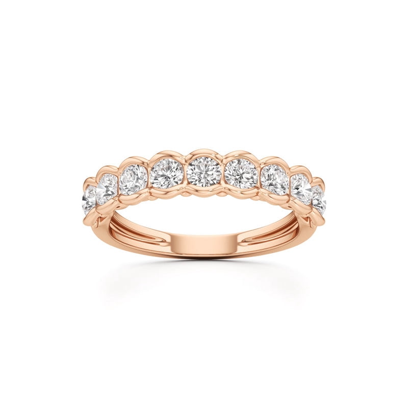 1.10 CTW Round Cut Moissanite Engagement Ring Rose Plated Women's Half ...