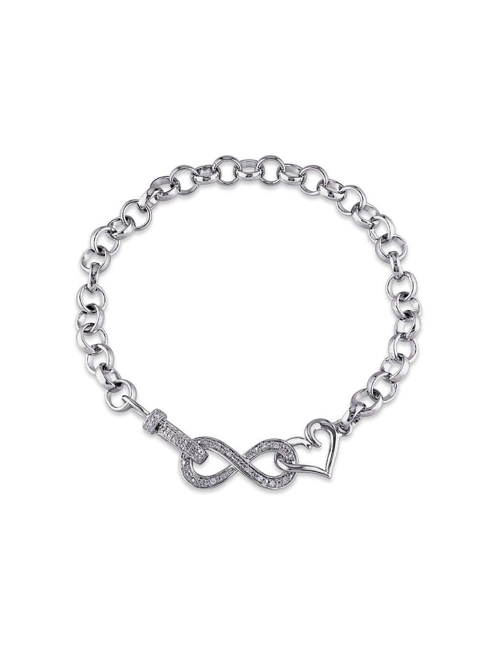1/10 Carat (Ctw) Diamond Infinity Heart Bracelet in Sterling Silver for ...