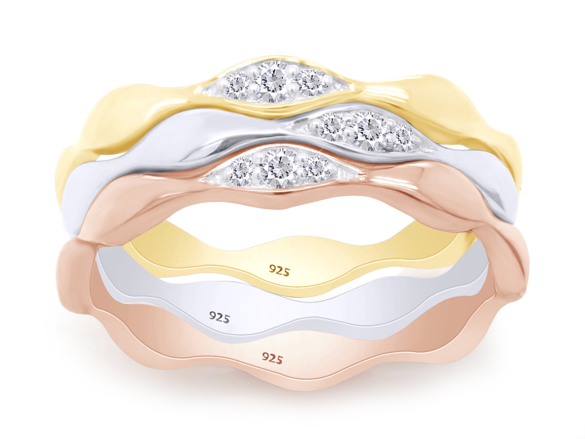 1/10 Carat Round Cut Moissanite Lab Created Diamond Set Of 3 Tri-Color ...