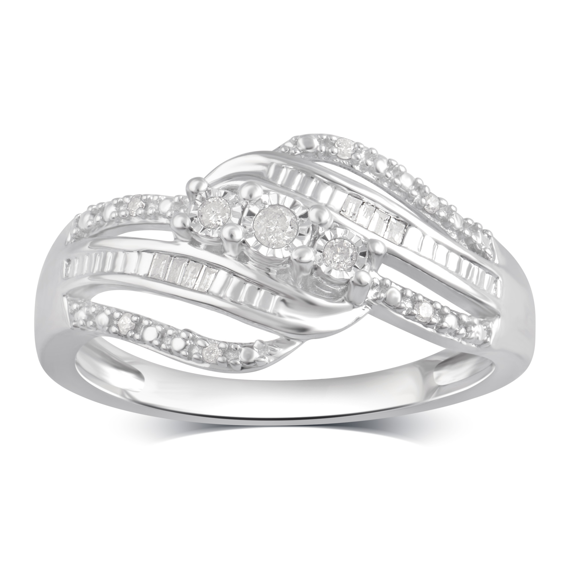 1/10 Carat T.W Diamond Sterling Silver Anniversary Ring. (I-J/I2-I3 ...