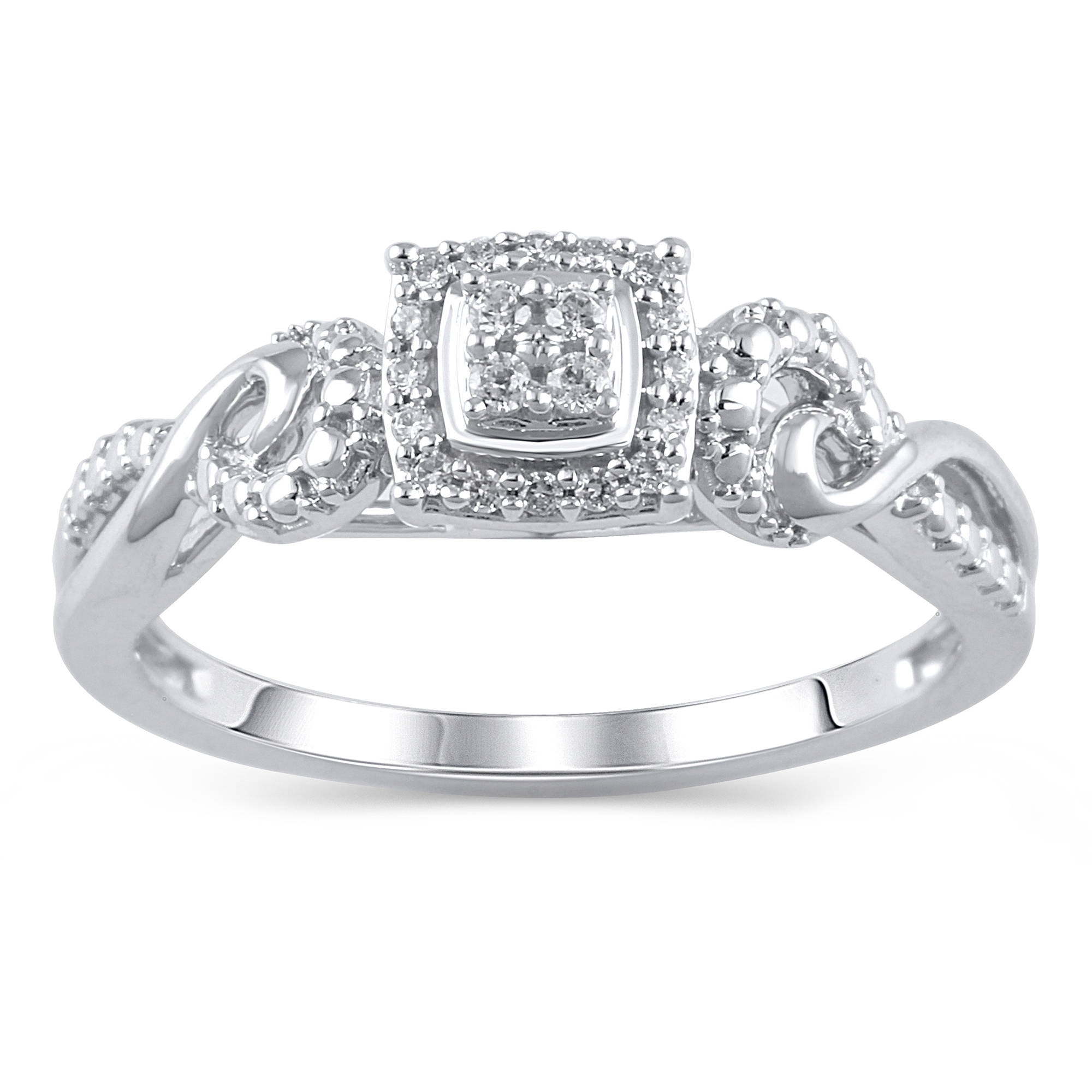 1/10 Carat T.W. Diamond Sterling Silver Engagement Ring - Walmart.com