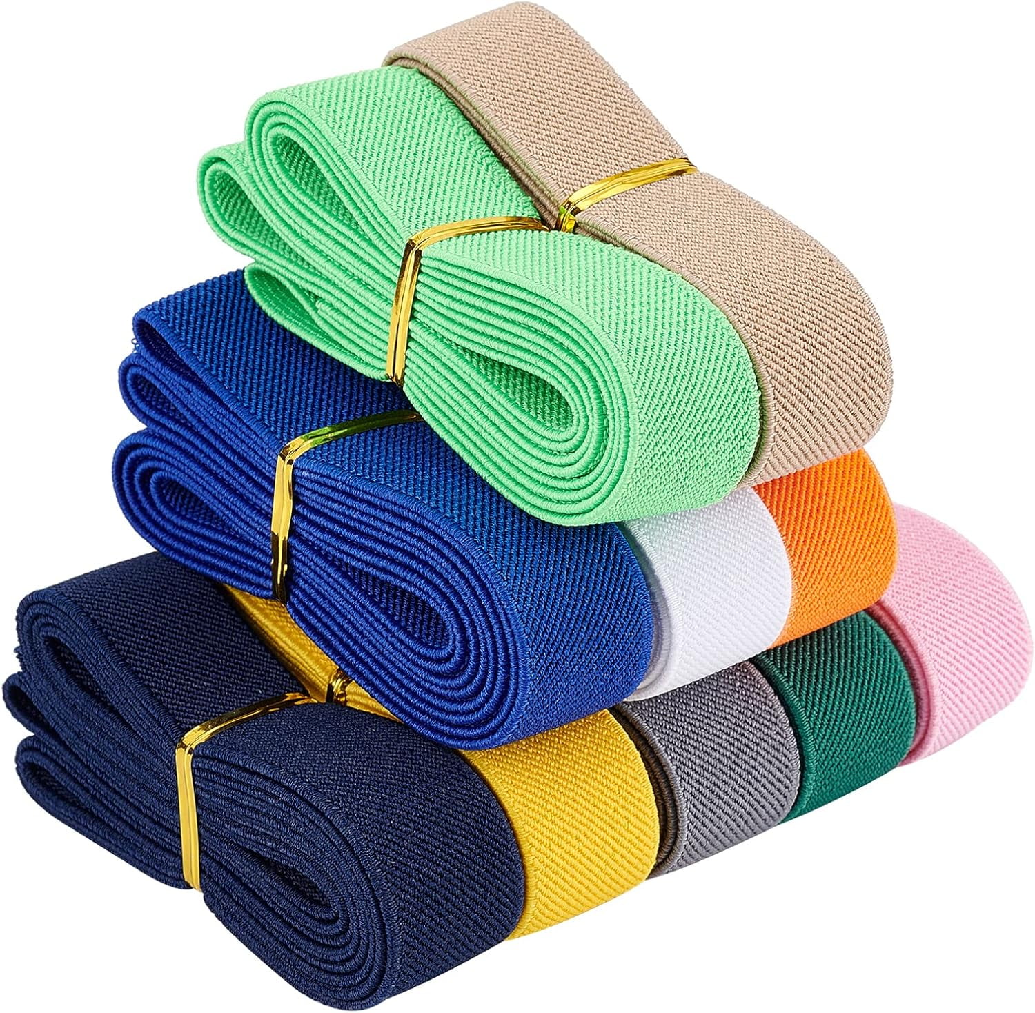 1" 10 Colors Elastic Twill Ribbon 20 Yards Flat Stretch Webbing Band ...
