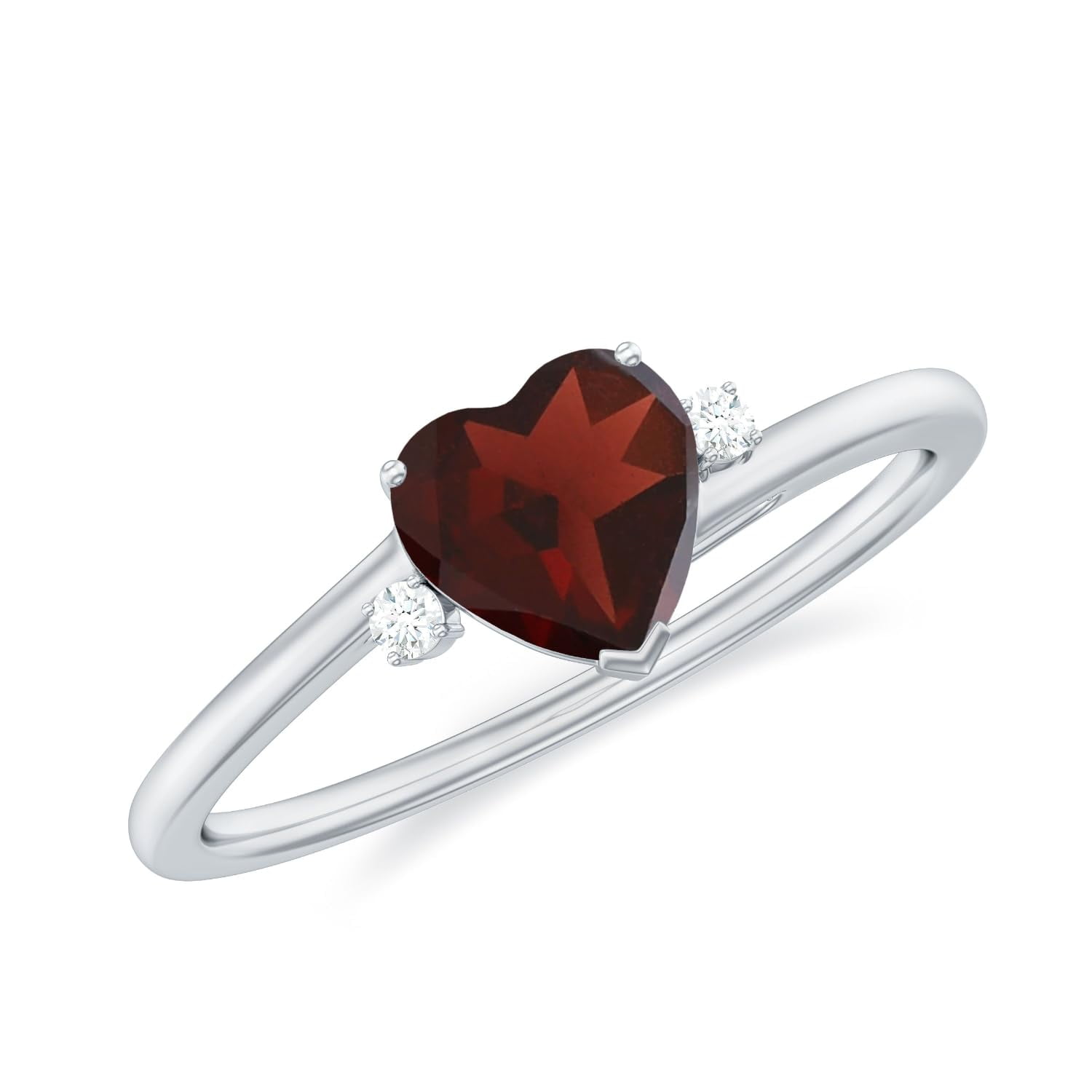 1.10 Ctw Red Heart Garnet 925 Sterling Silver Solitaire Women Wedding ...