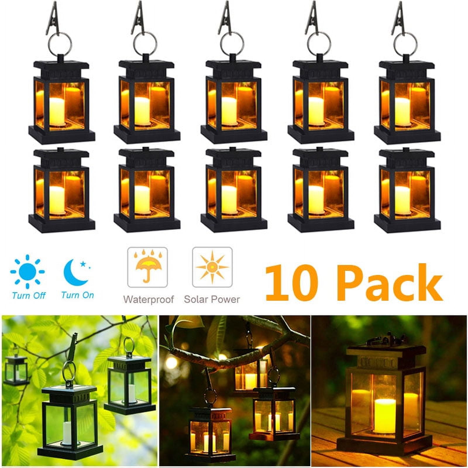 （1~10 Pack）Solar Lights Outdoor Hanging Solar Lantern , Solar Garden ...