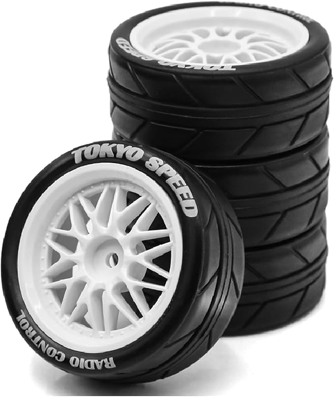1/10 RC On Road Tires and Plastic Rally Wheels 12mm Hex Drift Tyres for ...