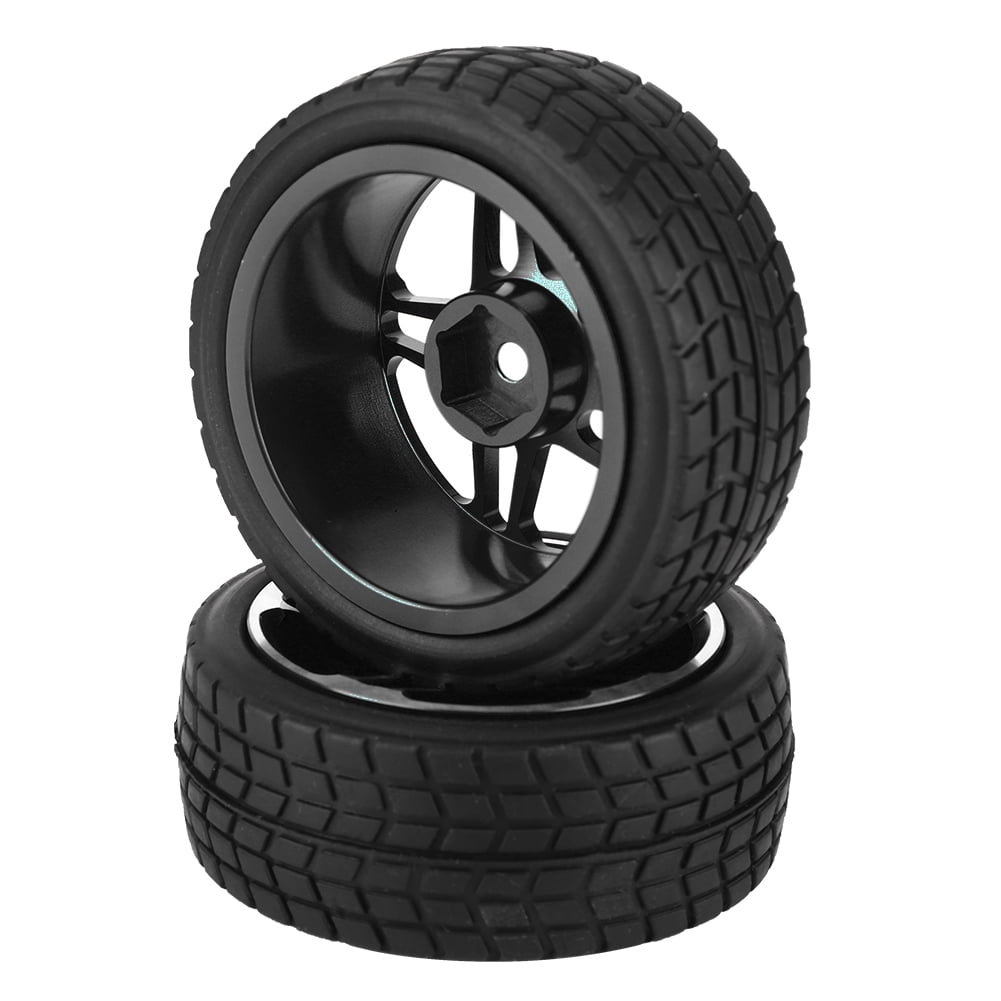 1/10 RC Truck Rubber Tire Wheel Set for On-Road Cars Black High ...