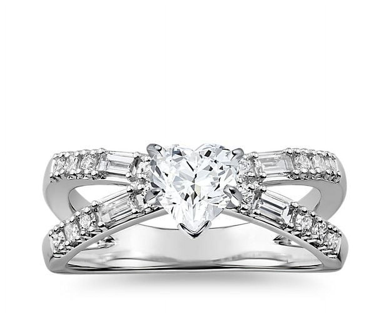 1.10 T.C.W Heart Shaped Genuine Diamond Stunning Solitaire with Accents ...