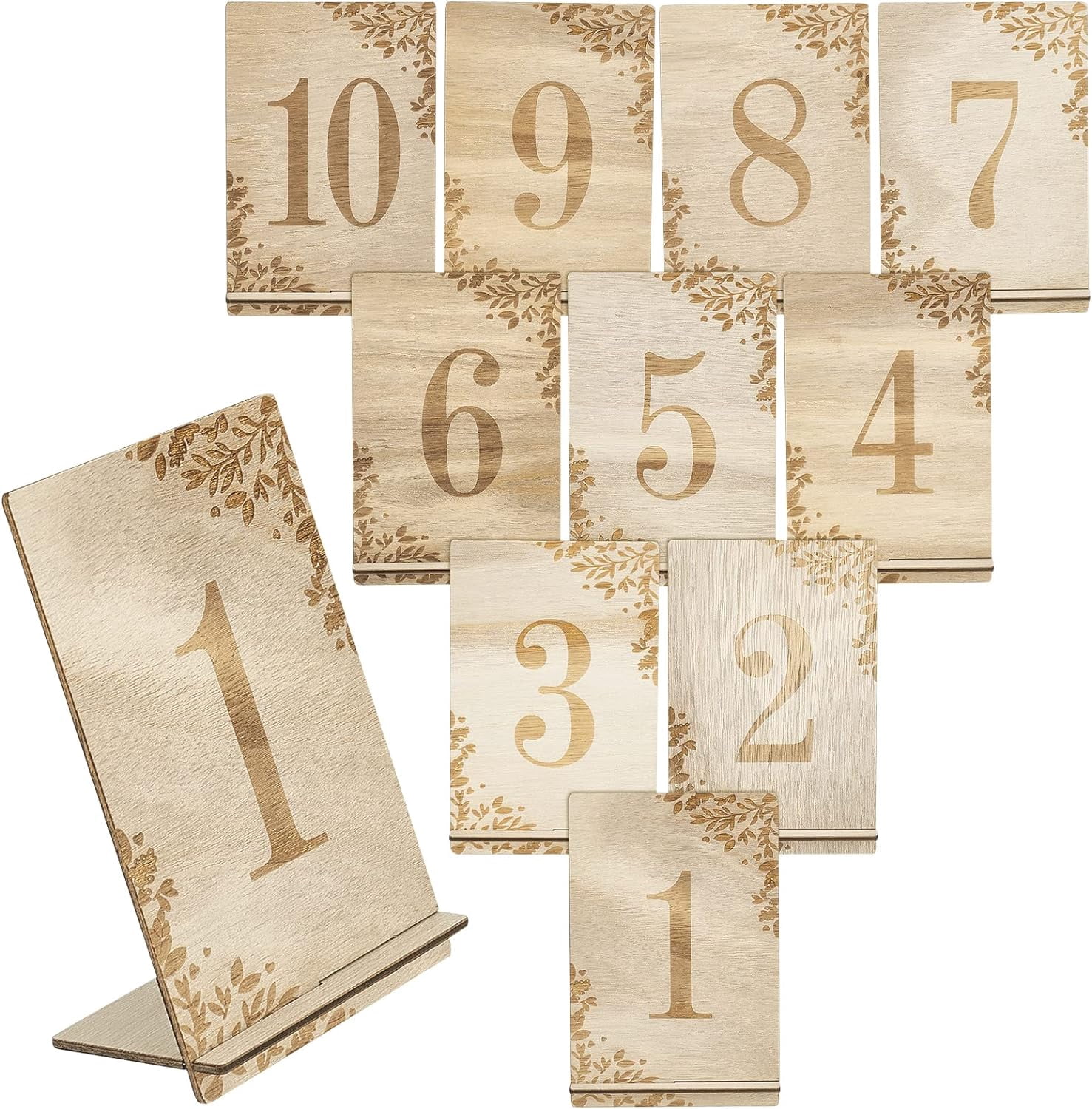 1-10 Wooden Table Numbers Decoration Rustic Table Signs with Base ...