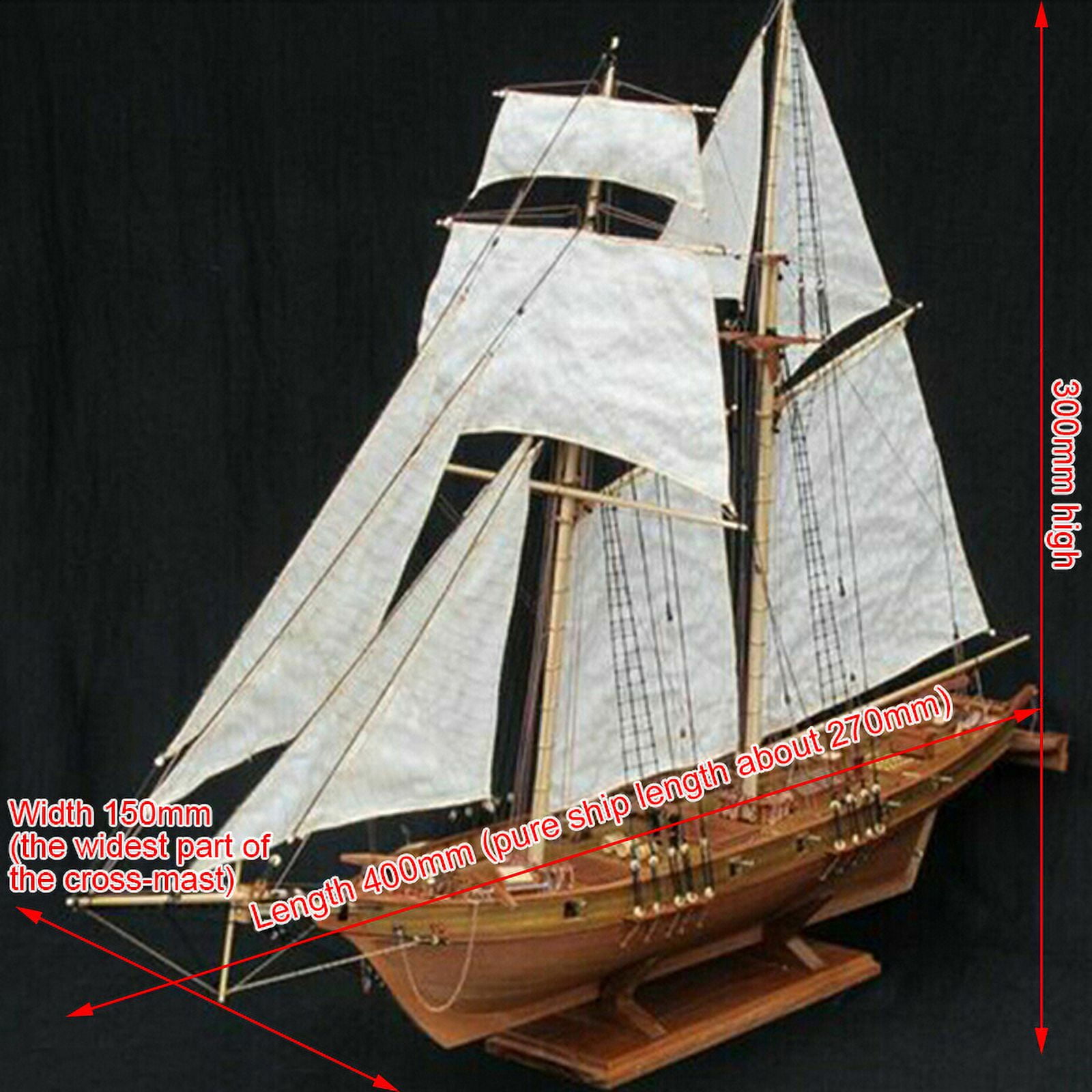 1:100 Halcon Wooden Sailing Boat Model DIY Kit Ship Assembly Decoration ...