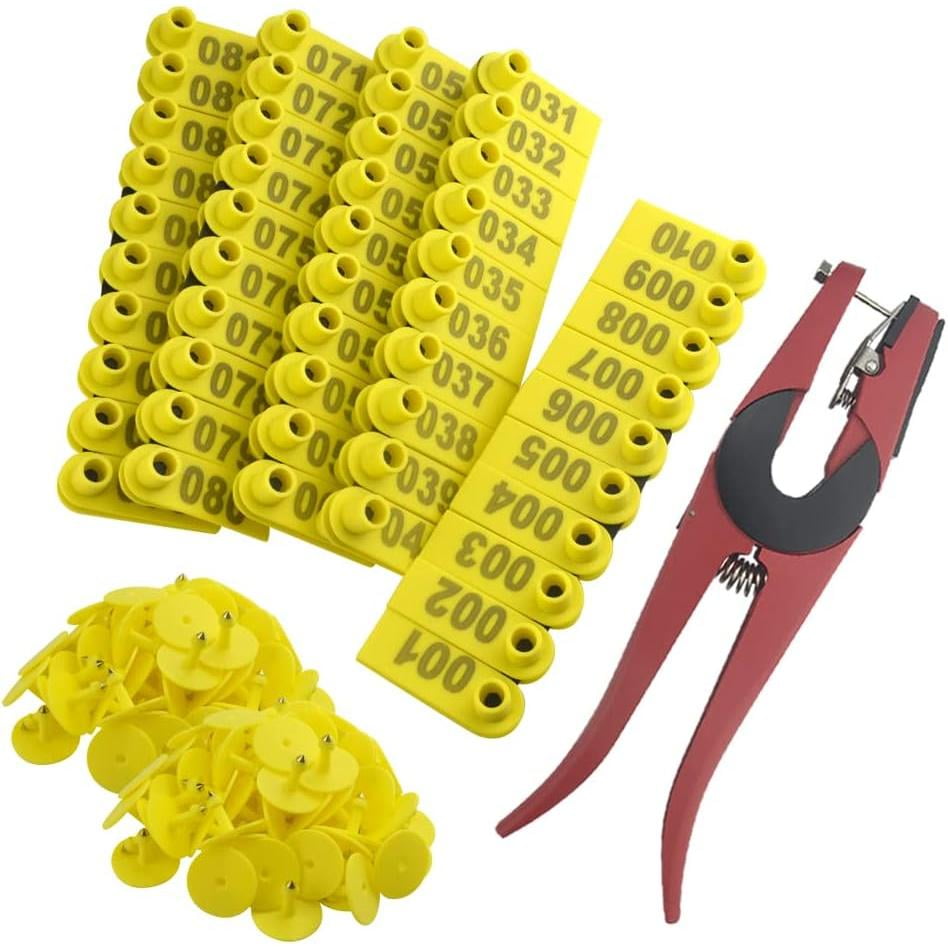 1-100 Numbered Livestock Ear Tags Farm Animal Identification Ear Tag ...