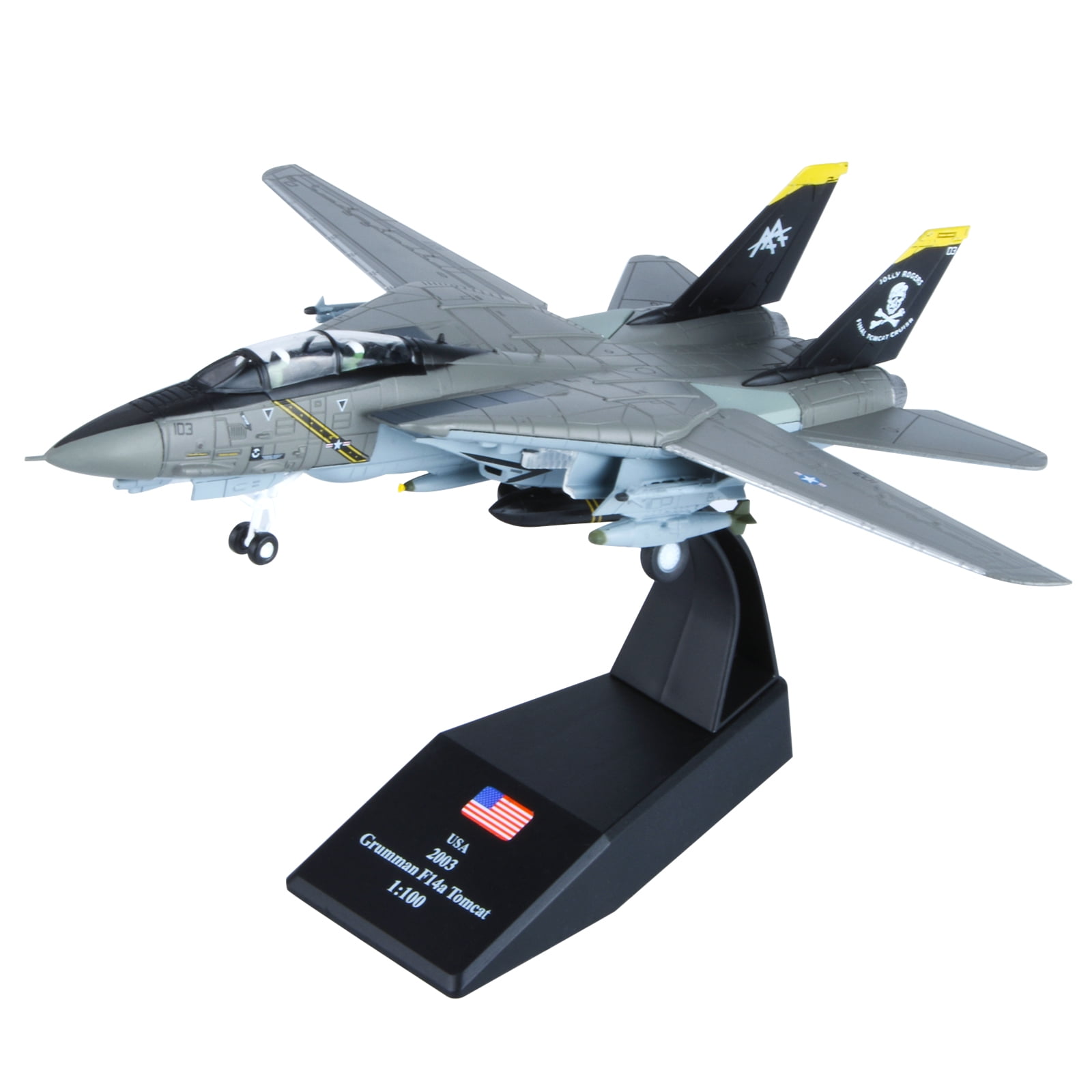 1:100 US F-14 Tomcat Diecast Fighter Aircraft Model Simulation Aircraft ...