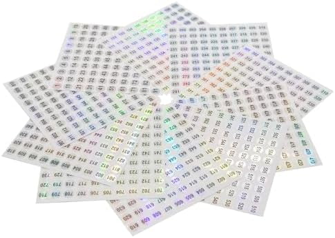 1 to 1000 Round Reflective Laser Number Stickers Self Adhesive Label ...