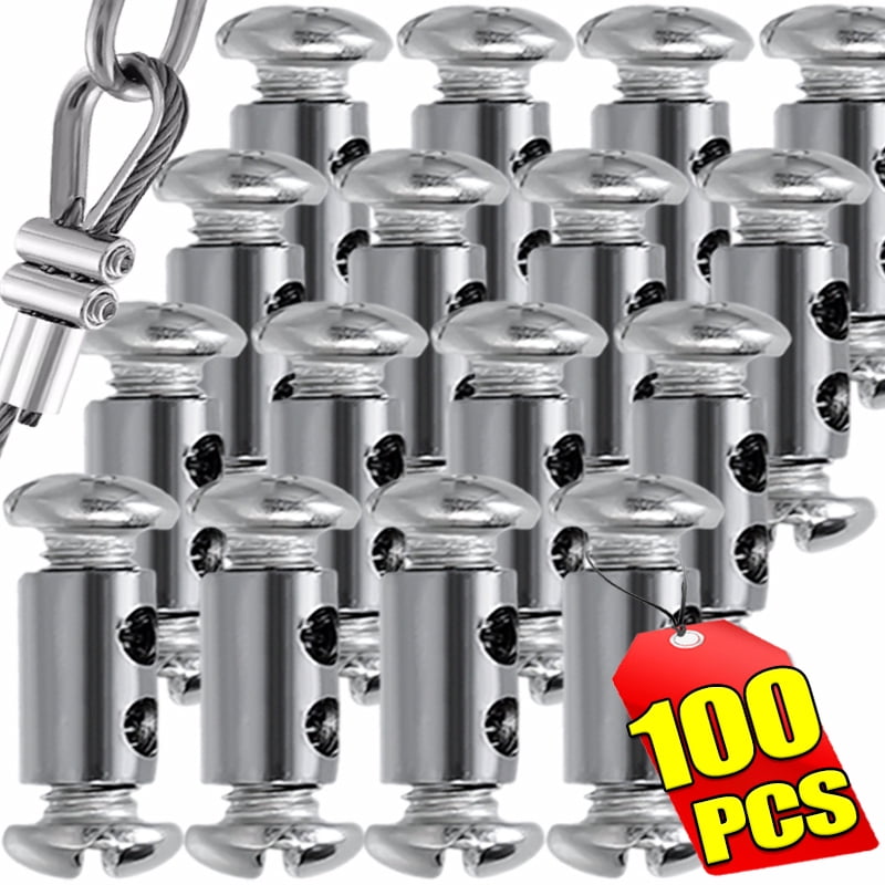 1/100PCS Steel Wire Rope Cable Clamp Metal Rope Clips Adjustable Screw ...