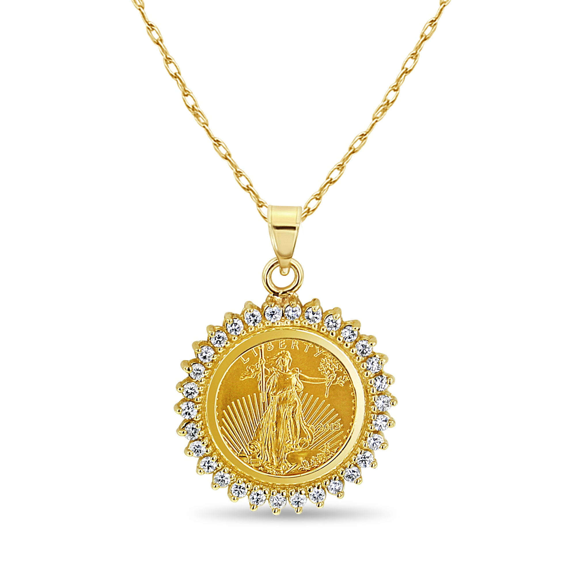 1/10OZ Fine Gold Lady Medallion with Diamond Halo - Walmart.com