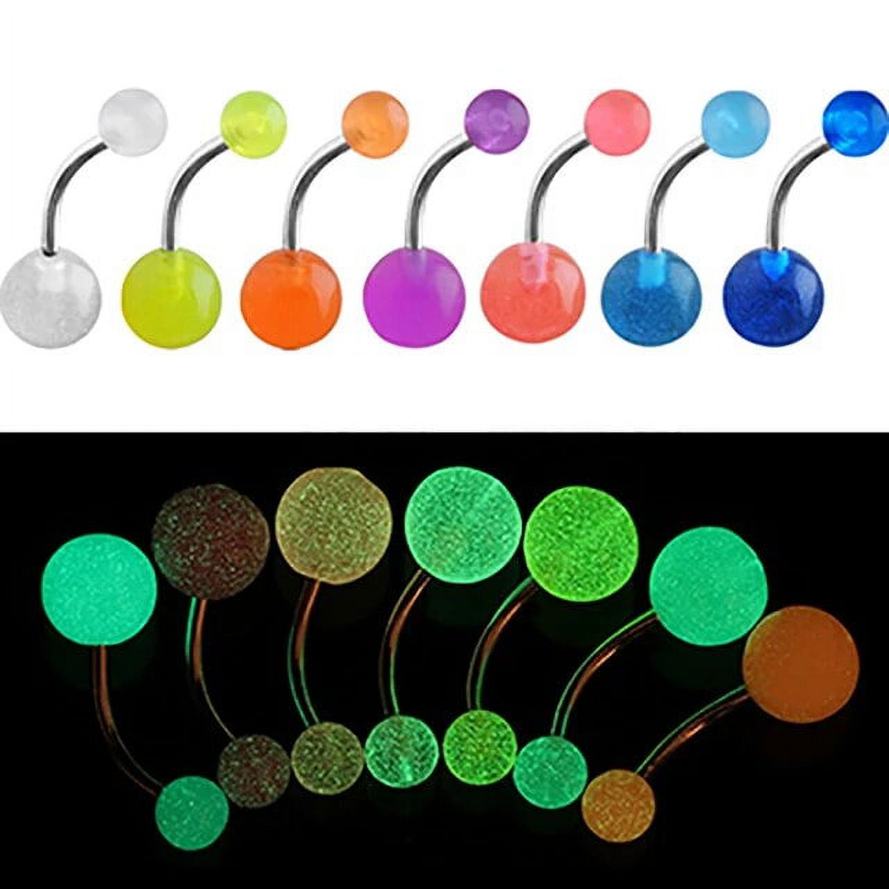 1-10pc Colorful Belly Piercing Matte Ball Navel Ring Bar Stainless Steel Belly Button Rings Stud ...