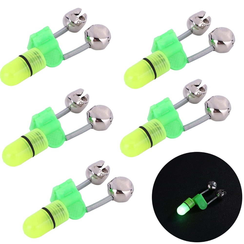1-10pcs Night Fishing Rod Bite Bait Alarm Light with Twin Bells Ring ...