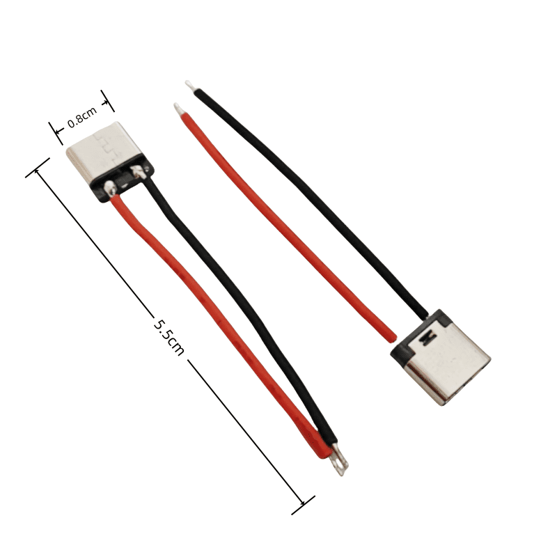 1-10pcs USB Type-C 2Pin Horizontal / Vertical 2P PH2.0 Simple Soldered ...
