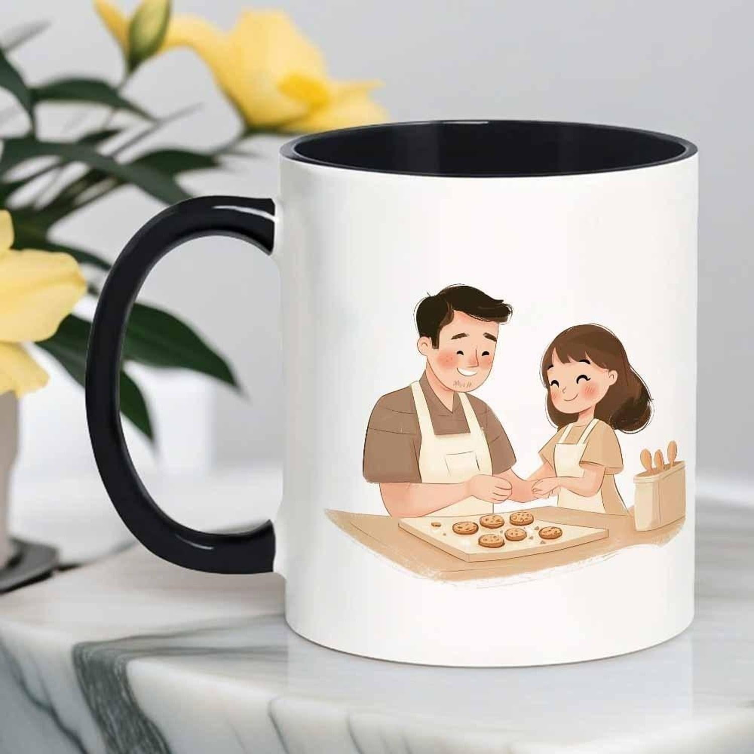 1 11oz Mug Father Daughter Baking Cookie Design Reusable Coffee Cup ...
