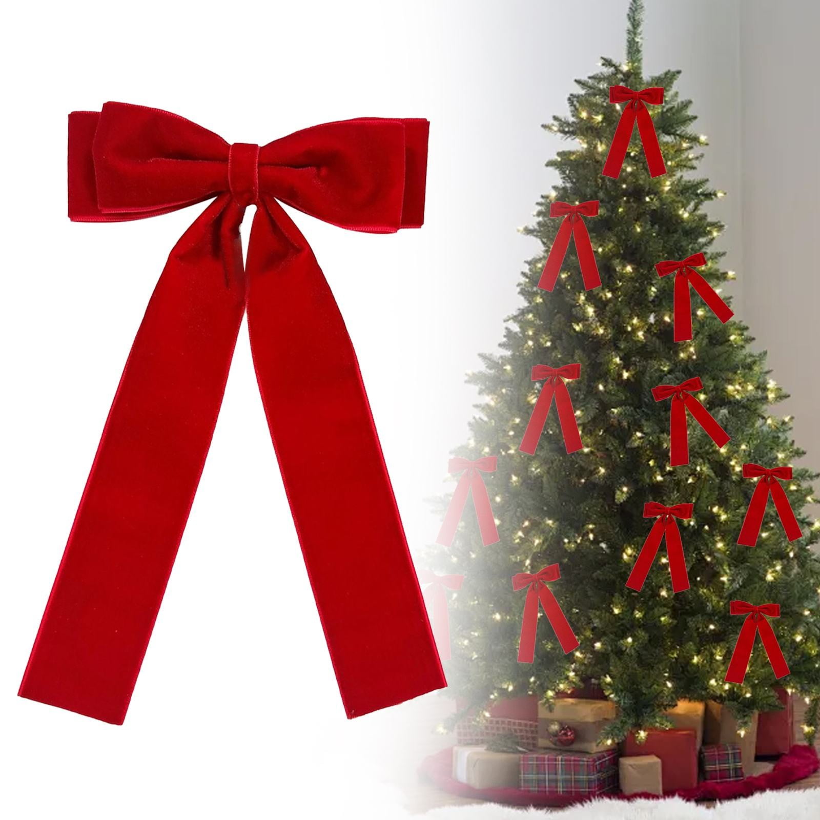 1/12/24PCS Velvet Bows for Christmas Tree Decorations,Twist tie Bows ...