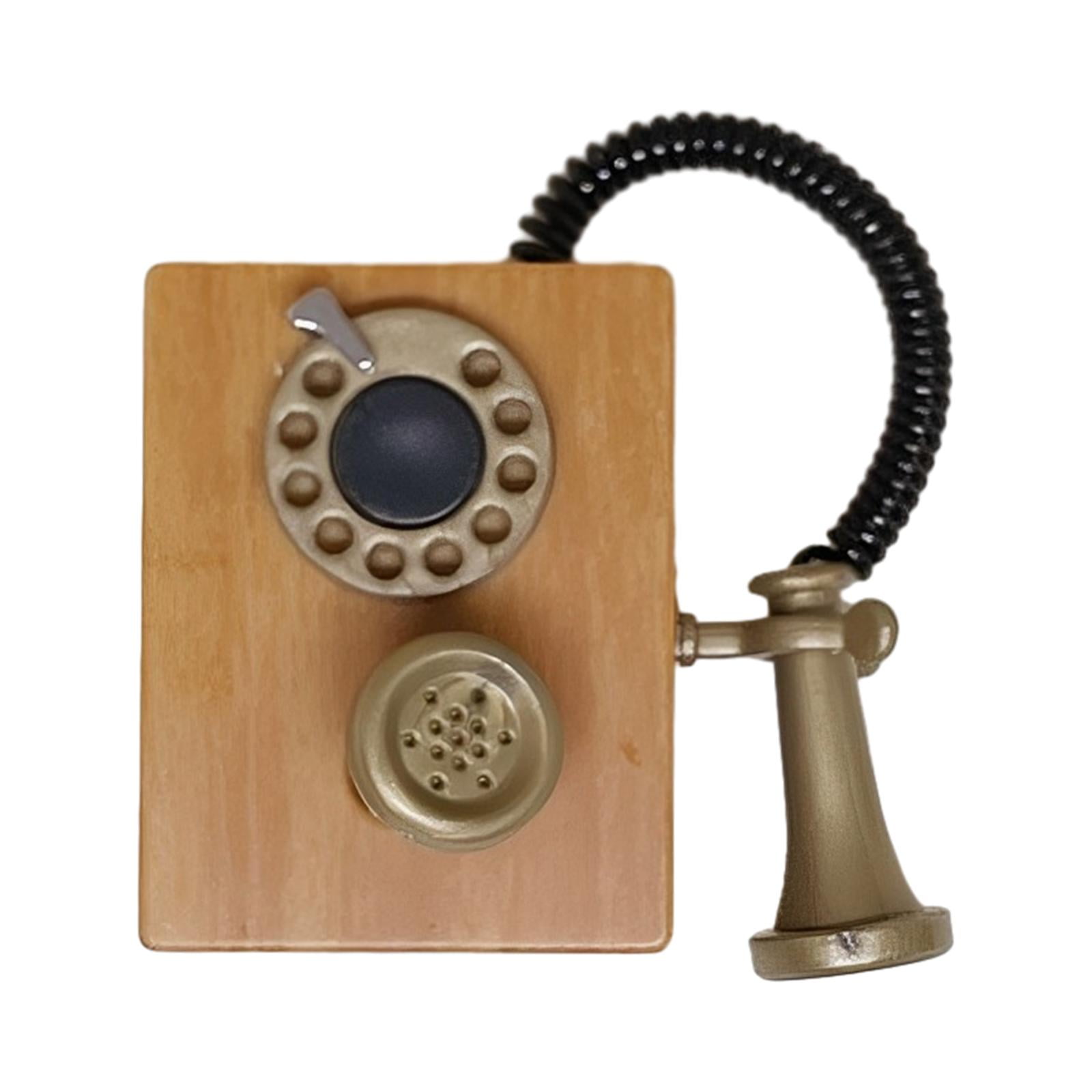 1:12 Desk Phone Model Dioramas Counter Miniature Dial Phone Fairy ...