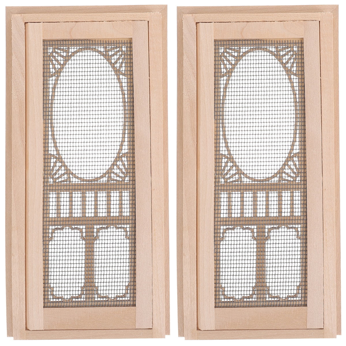 1:12 Doll House DIY Toys Play Plain Screen Door Mini Hollow Wooden ...