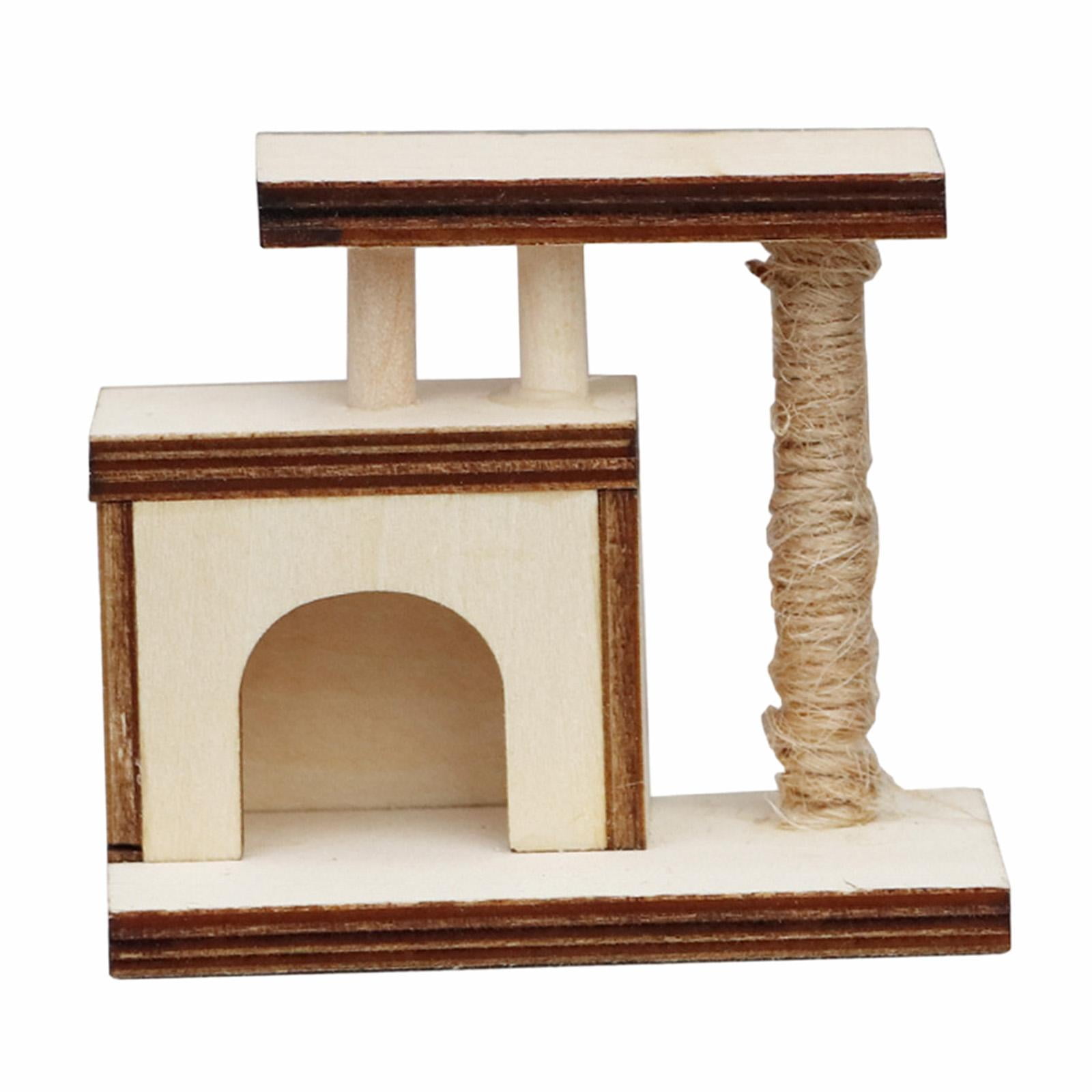 1:12 Dollhouse Cat Climbing Frame Cat Scratch Post Collections Wood Pet ...