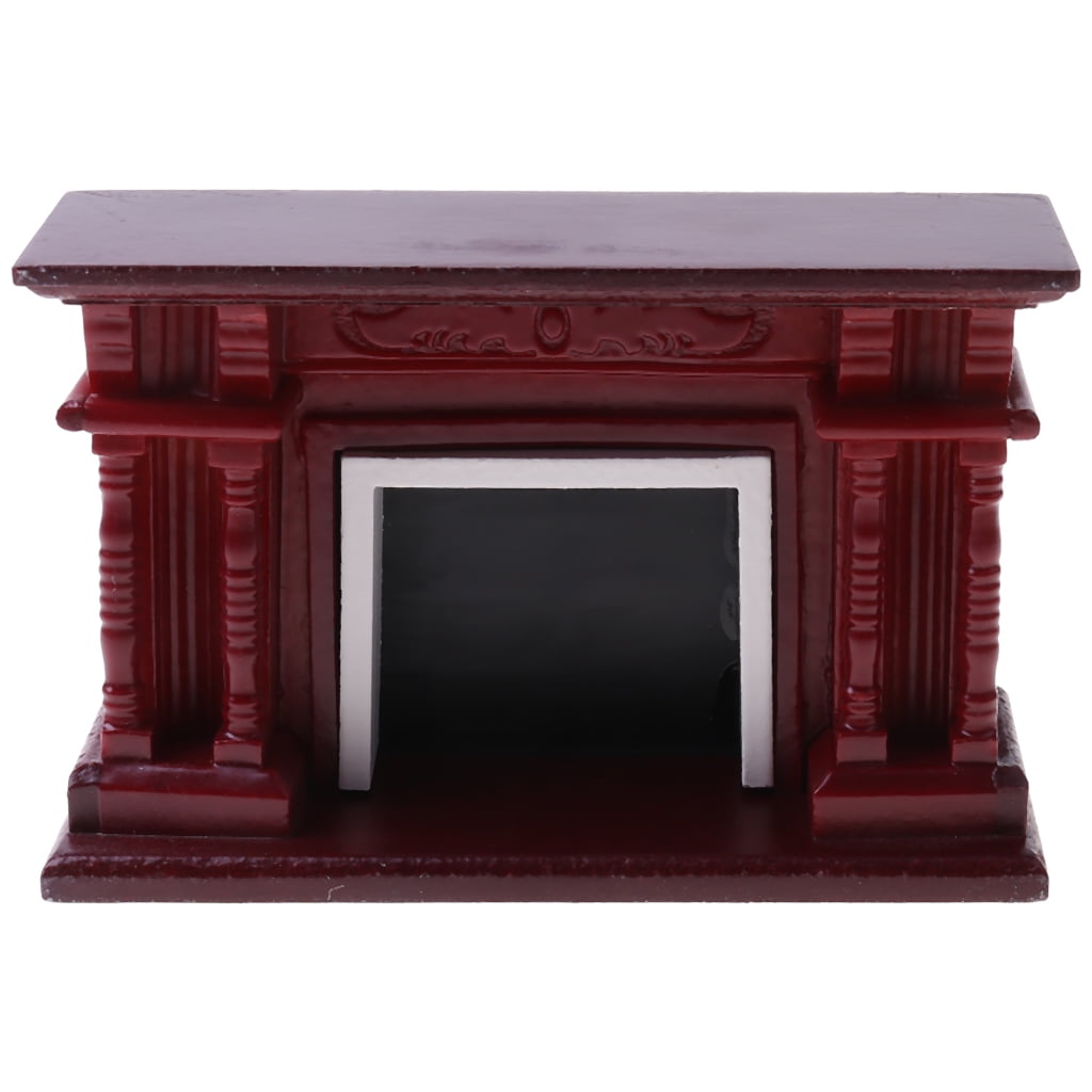 1:12 Dollhouse Mini Mahogany Fireplace Miniature Simulation Furniture ...