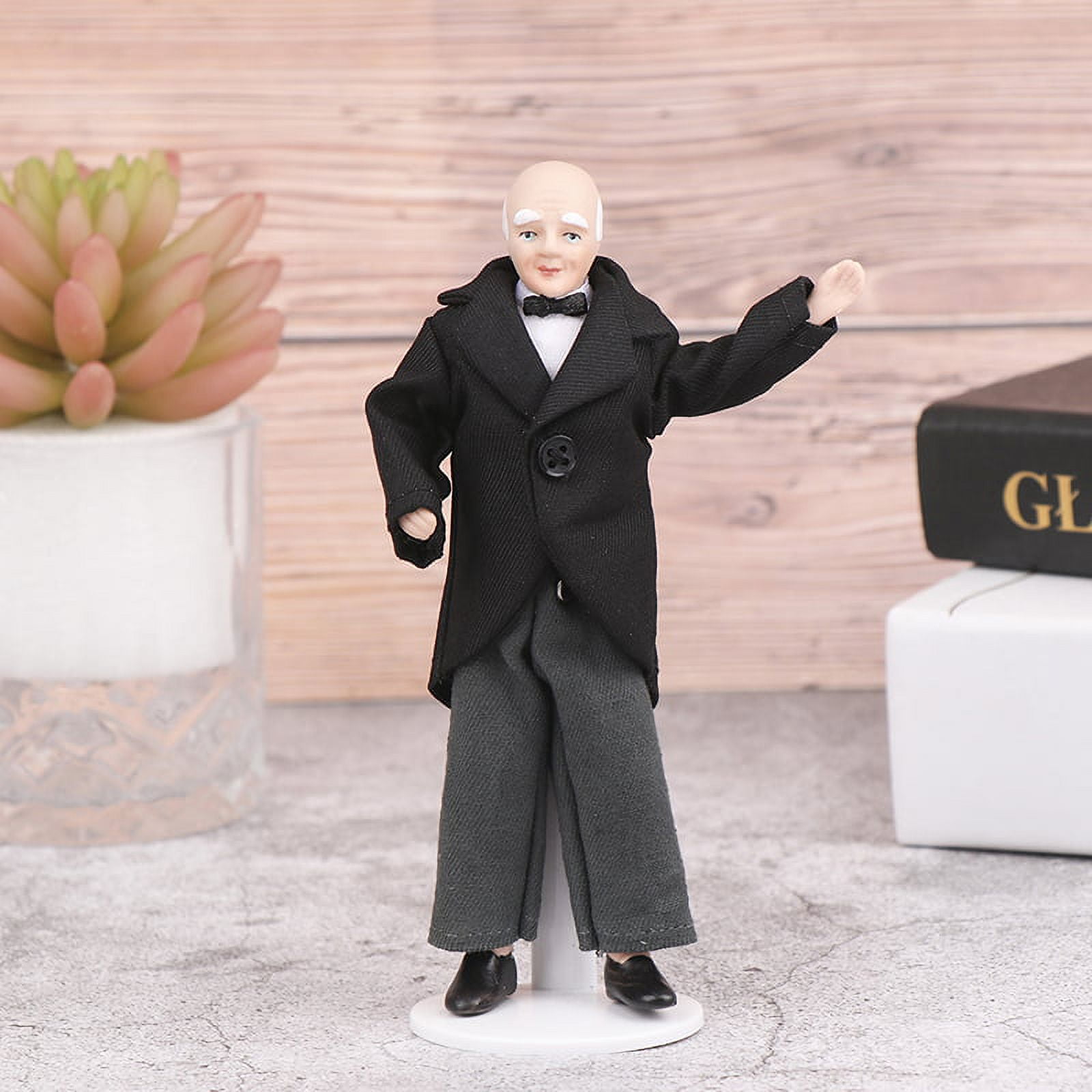 1:12 Dollhouse Miniature Porcelain Doll Model Old Man Servant Butler ...