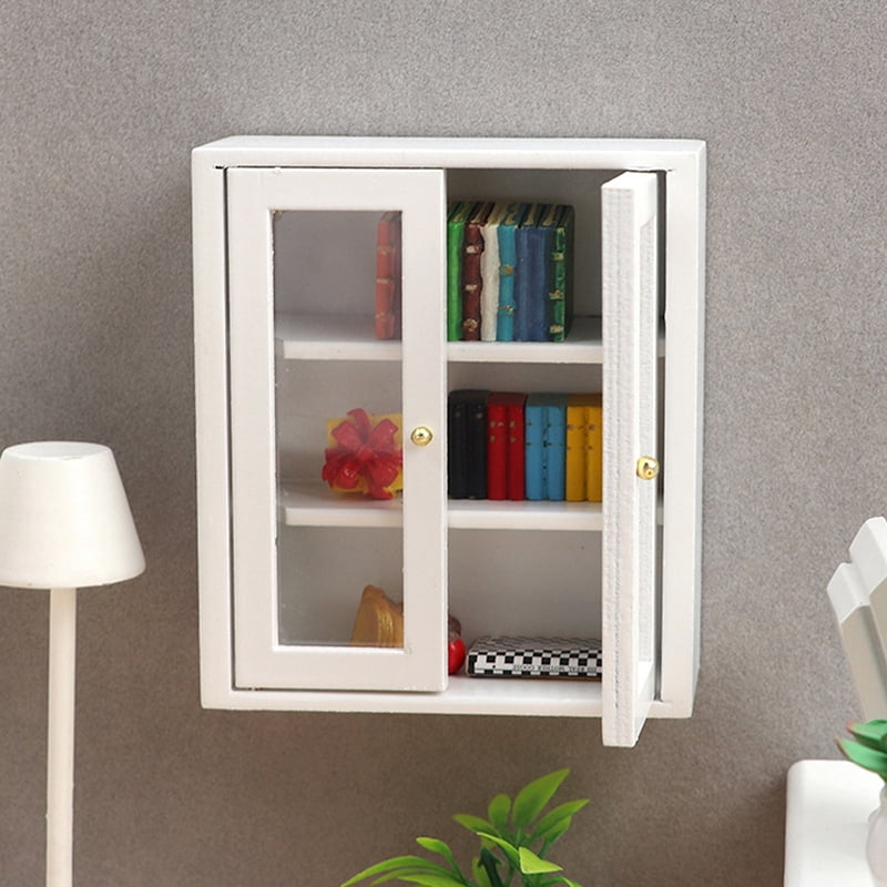 1:12 Dollhouse Miniature White Wall Cabinet Hanging Storage Organizer ...