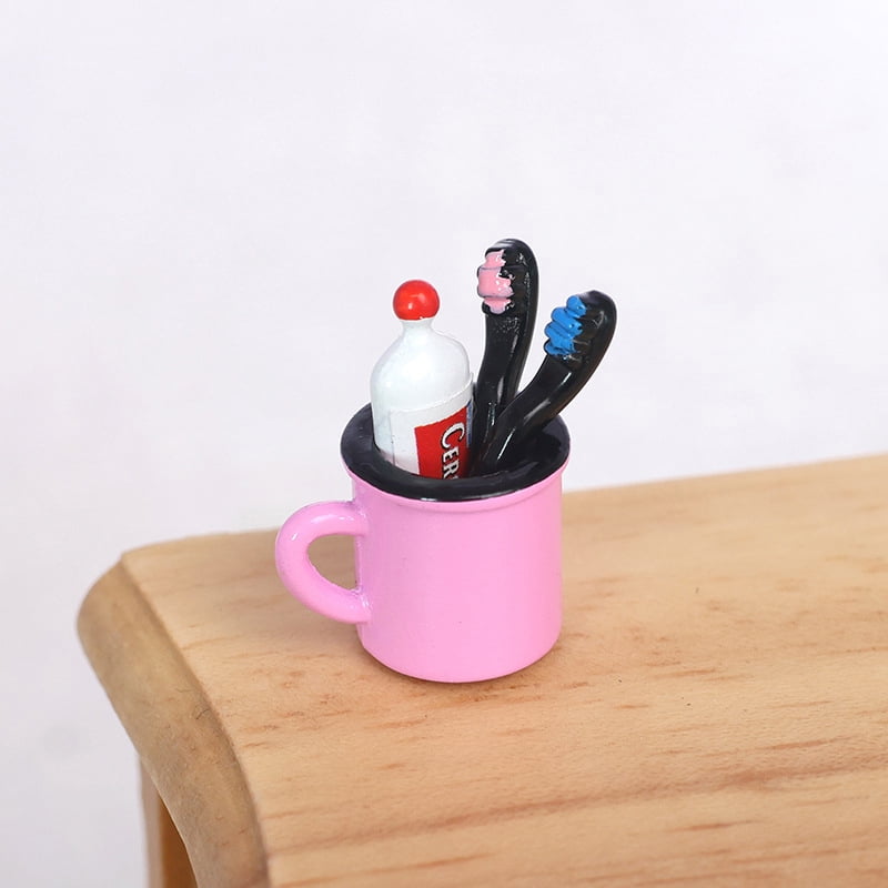 1/12 Dollhouse Simulation Toothpaste Toothbrush Cup Set Dollhouse Mini ...