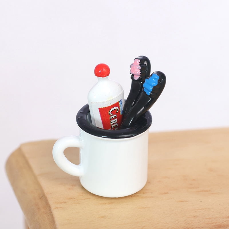 1/12 Dollhouse Simulation Toothpaste Toothbrush Cup Set Dollhouse Mini ...
