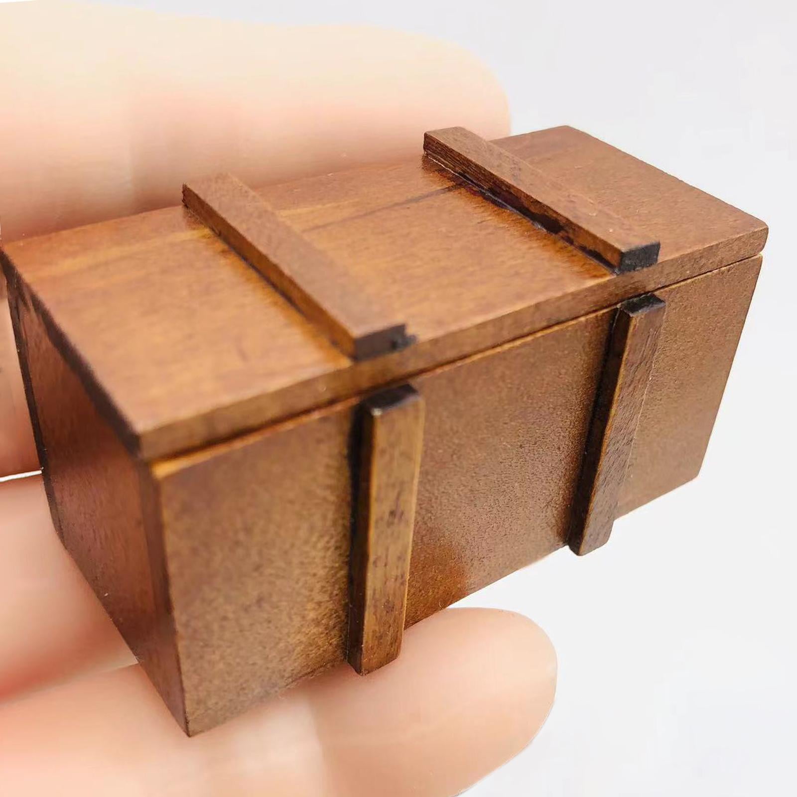 1/12 Dollhouse Vintage Wood Treasure Chest Miniature Furniture ...