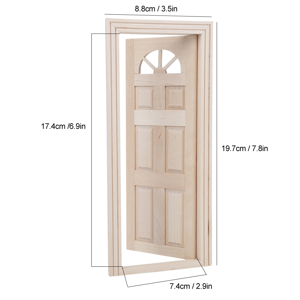 1:12 Dollhouse Wooden Miniature Simulated Door Mini Window Door Model ...