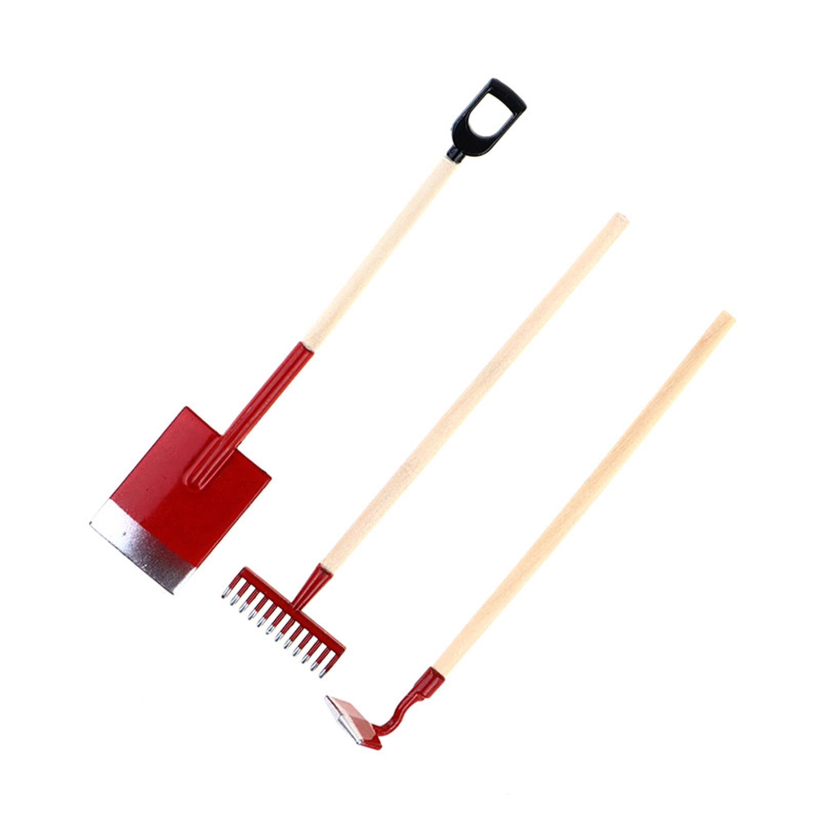 1/12 Dollhouses Garden Tool Set Of 3 Shovel Rakes Hoe Model Charm To ...