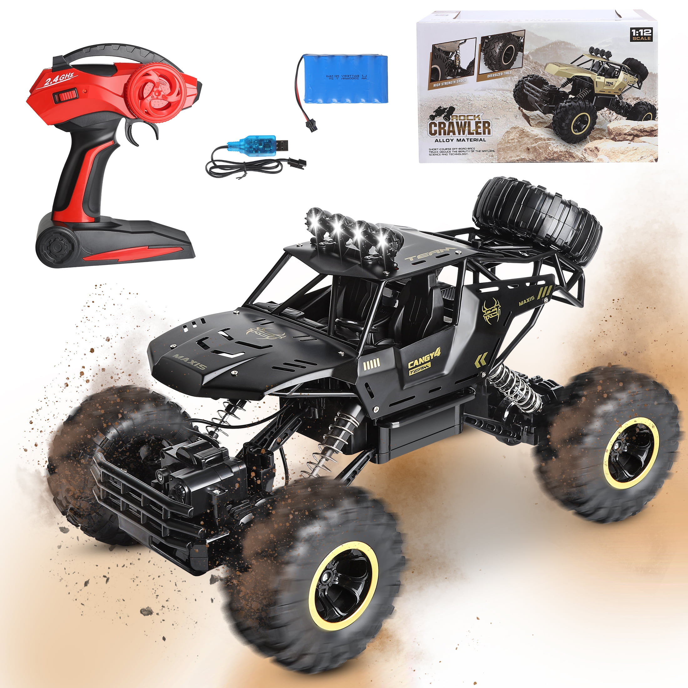 1:12 Large RC Car,4WD 2.4GHz Remote Control Cars,Alloy off Road Monster ...