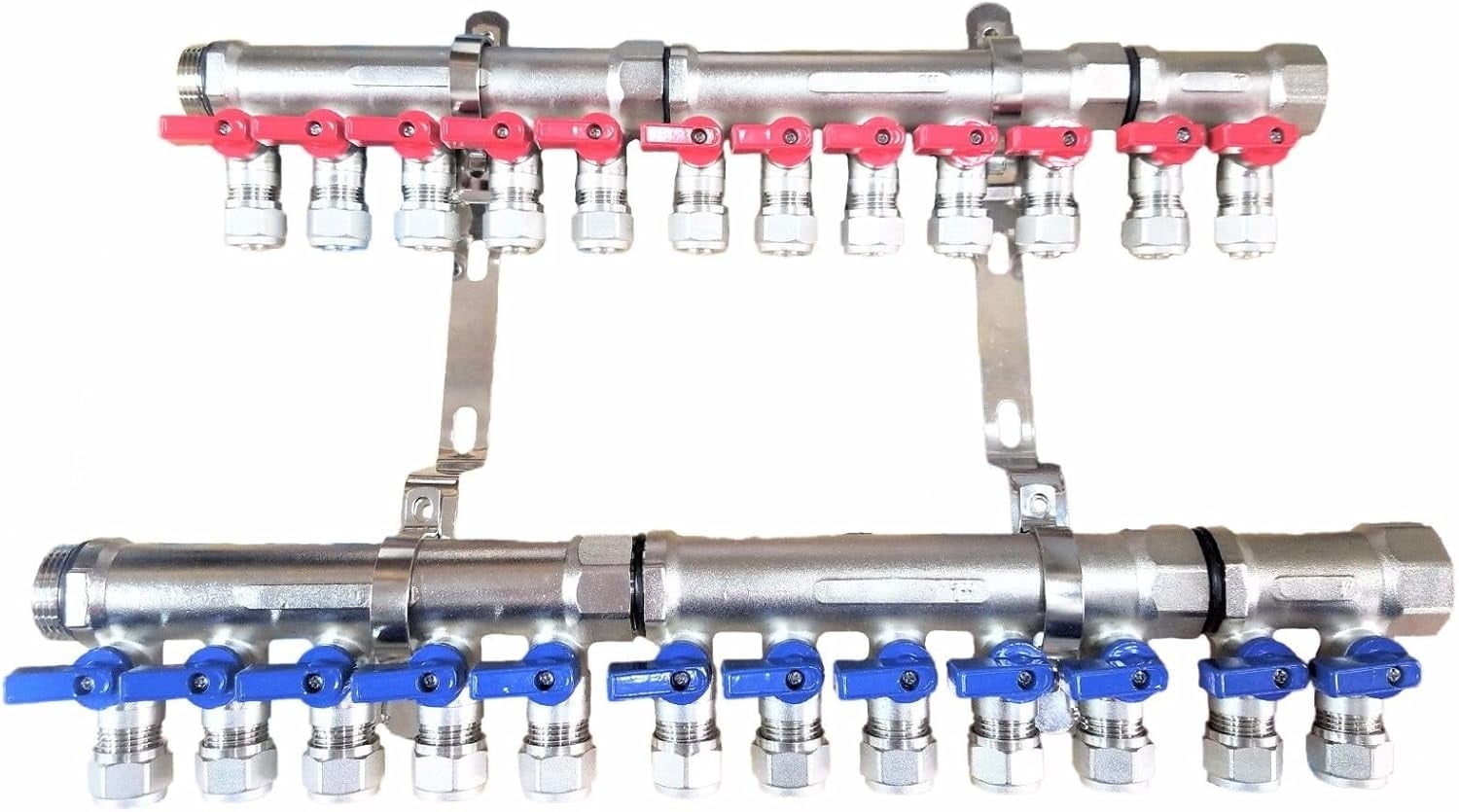 1" 12-Loop/Port Ball Valve Brass Pex Manifold for 1/2" Pex Tubing w ...