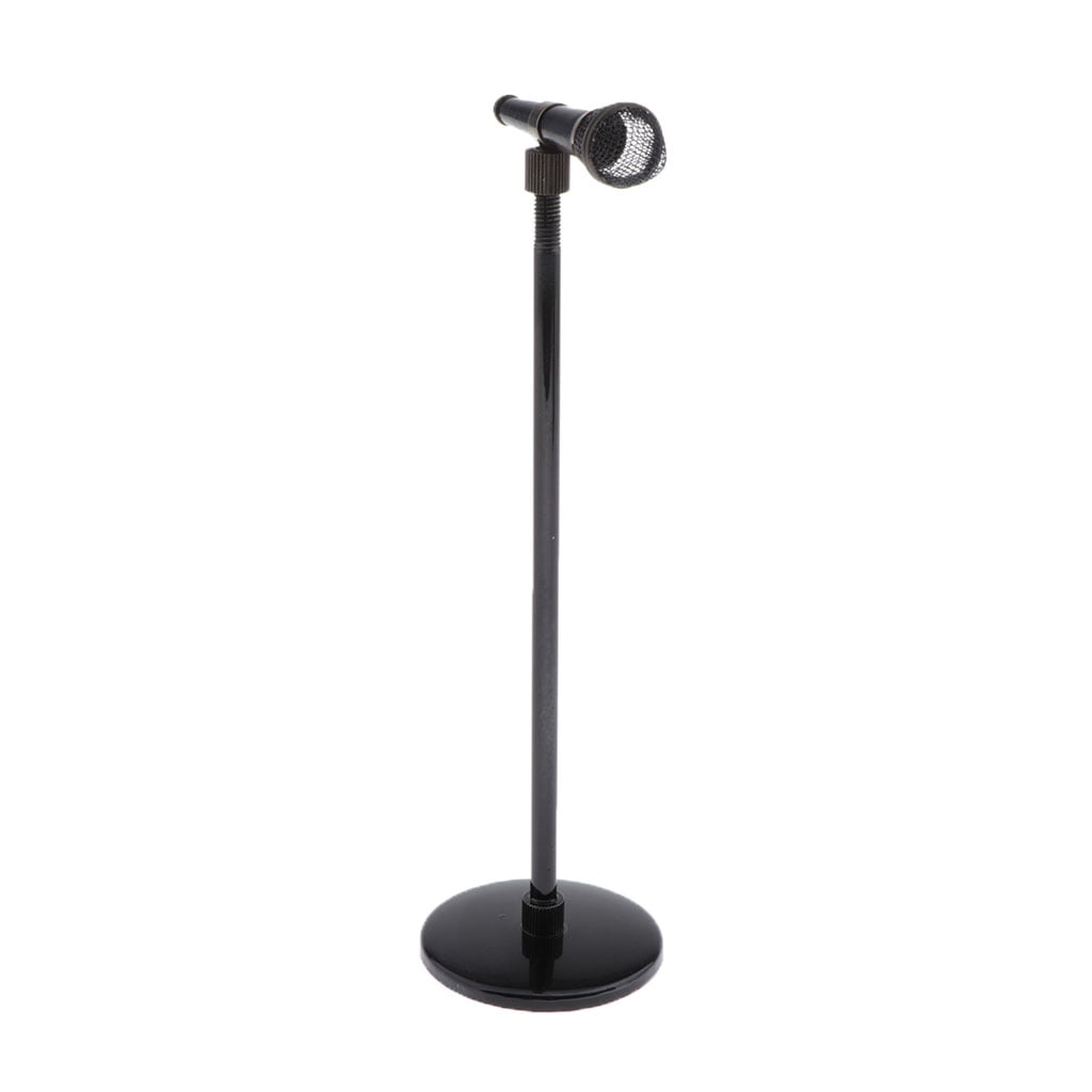 1/12 Mini Metal Adjustable Microphone With Stand Models Musical ...